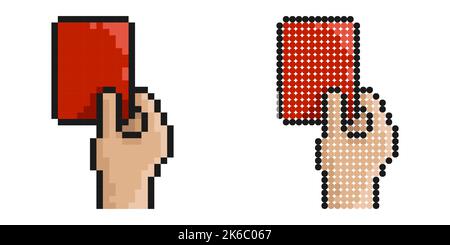 Pixel icon. Sports match referee hand showing electronic scoreboard for ...