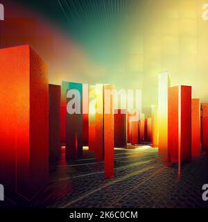 An illustration of colorful vertical blocks resembling abstract ...