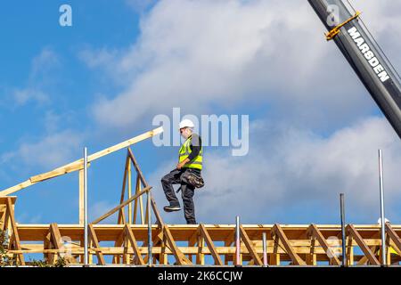 Joiners, and roofers on Morar Care Home development by Simplu UK. Ridge ...