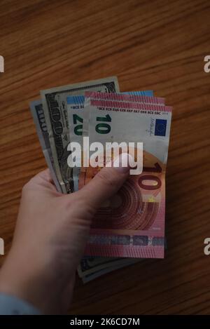 Cash, change and banknotes of various sizes Stock Photo - Alamy