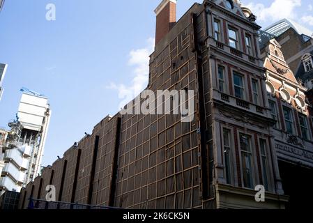 Leadenhall market building side exposed after the removal of connected ...