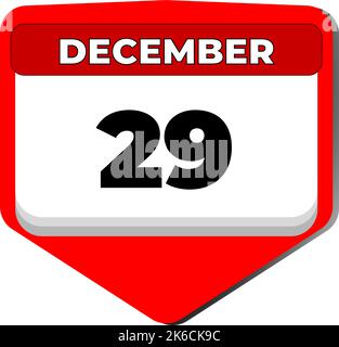 December, 29th calendar icon vector, concept of schedule, business and ...