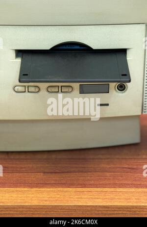 Floppy disk inserted into a floppy drive Stock Photo - Alamy