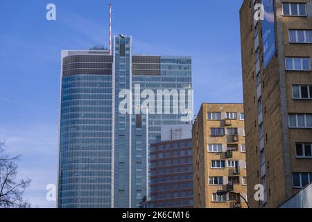 Rondo 1 and Ilmet Tower office buildings in Warsaw, capital of Poland ...