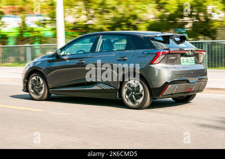 Electric MG Mulan (MG 4) being driven on a test drive in Shanghai ...