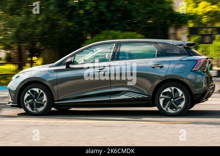 Electric MG Mulan (MG 4) being driven on a test drive in Shanghai ...