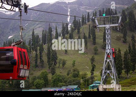 ropeway cable car, Gulmarg Gondola, Jammu and Kashmir, union territory of India is a high ...