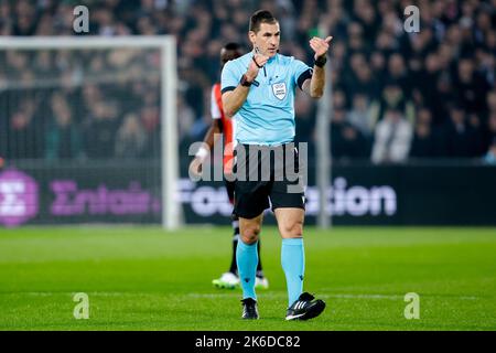 Referee Rade Obrenovic gestures during the Europa Conference League ...