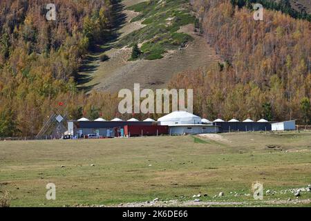 Issyk Kul. Kyrgyzstan - Sept 17, 2022: Ethno complex Kochmon Ordo. Tian ...