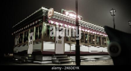 old diner building night scene 3d illustration Stock Photo - Alamy