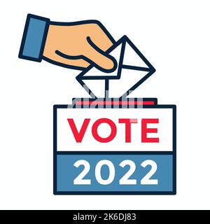 2022 Midterm Elections Design with Red White Blue Vote Icon Stock ...