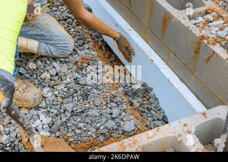 Installation waterproofing insulation for foundation before pouring concrete Stock Photo - Alamy