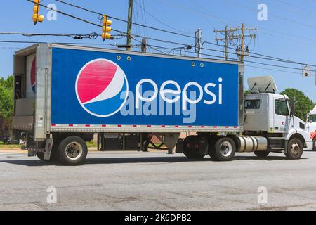 20 September 22 Greenville SC US Pepsi truck is making deliveries at a ...
