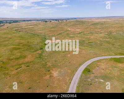 Aerial photograph of the Little Bighorn Battlefield National Monument ...