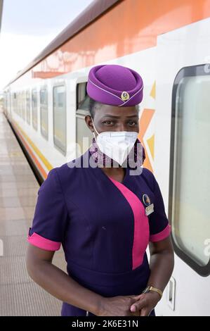 AFRICA KENYA Kenyan Railways train from Nairobi to Mombasa traveling ...