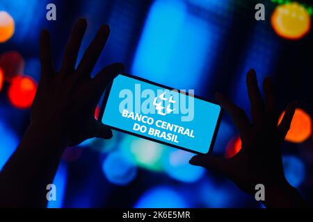 In this photo illustration, the Banco Central de Venezuela (BCV) logo ...