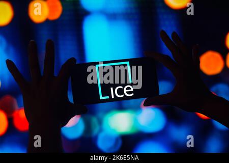 In this photo illustration, the ICE (Intercontinental Exchange) logo is ...