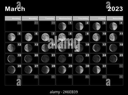 March 2023 Lunar calendar, Moon cycles, Moon Phases Stock Photo - Alamy