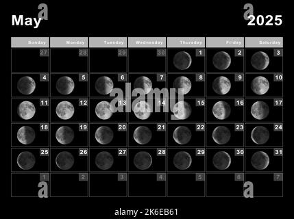 May 2025 Lunar calendar, Moon cycles, Moon Phases Stock Photo - Alamy