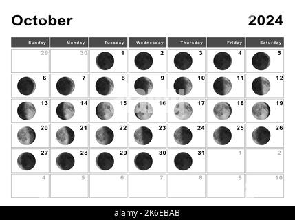 October 2024 Lunar calendar, Moon cycles, Moon Phases Stock Photo - Alamy
