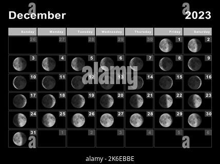 December 2023 Lunar calendar, Moon cycles, Moon Phases Stock Photo - Alamy