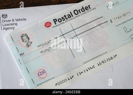 Royal Mail postal order to DVLA Stock Photo - Alamy