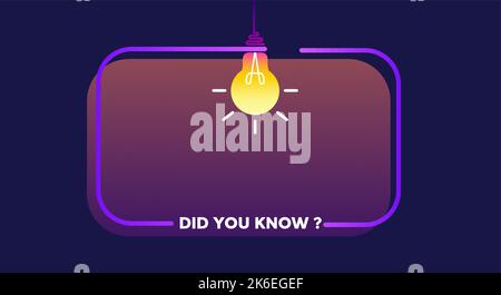 Did You Know label design with light bulb and rays. Vector on ...