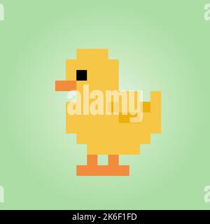 8-bit pixel the chicks. Animals Pixel in vector illustrations for cross stitches and game assets ...