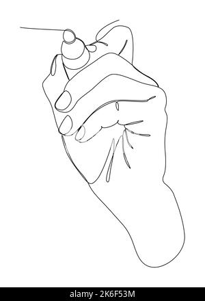 Continuous one line drawing of felt tip pen. Marker, vector ...