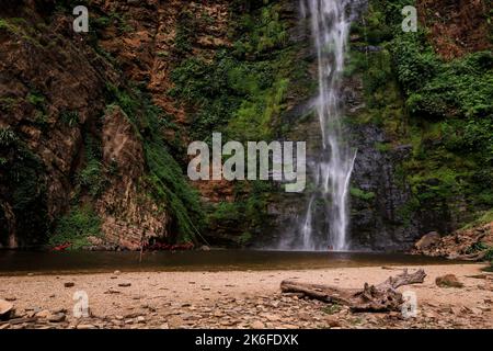 View to the Wli Waterfalls, the highest waterfall in Ghana and the ...