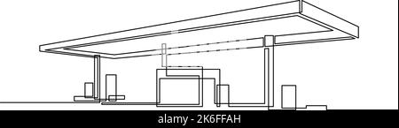 Continuous line art of oil pump station. Petrol transportation gasoline ...