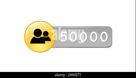 Image of 50000 users on white background. Social media, communication ...