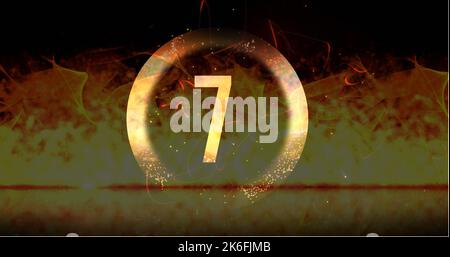 Image of ring and glowing number seven in dramatic countdown over ...