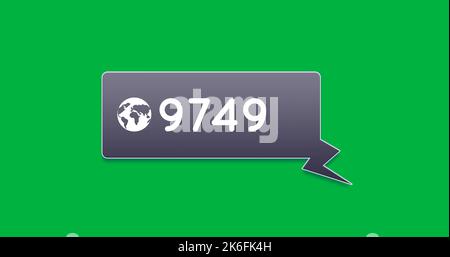 Image of 9749 messages on green background. Social media, communication ...