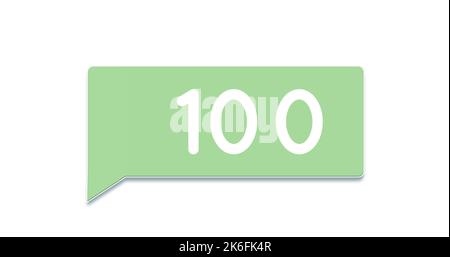 Image of 100 notifications on white background. Social media ...