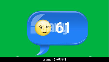 Image of 61 messages and emoticons on green background. Social media ...