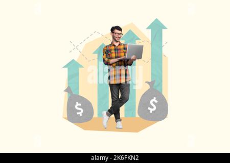 Collage of freelancer using laptop and writing on notebook at home ...