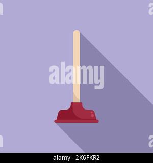 Cleaning toilet sucker icon. Flat illustration of cleaning toilet ...