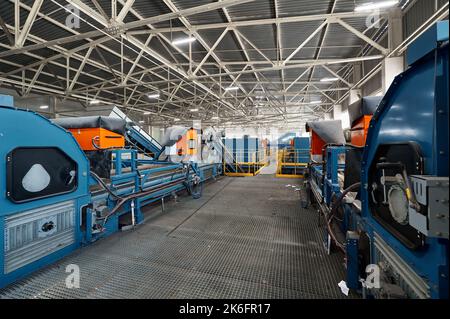 Production line with conveyors at waste recycling plant Stock Photo - Alamy