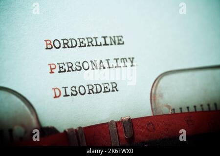 Borderline personality disorder text written with a typewriter Stock ...