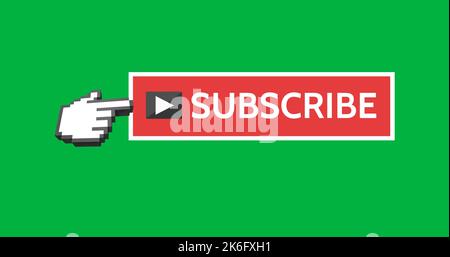 Illustration of finger pointing at subscribe text with profile icons ...