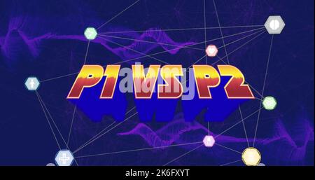 Illustration of p1 vs p2 text with grid pattern and lens flare against ...