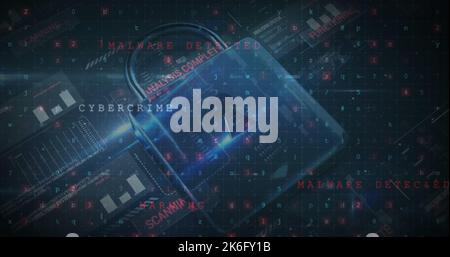 Illustration of padlock with multiple words, numbers and letters over ...