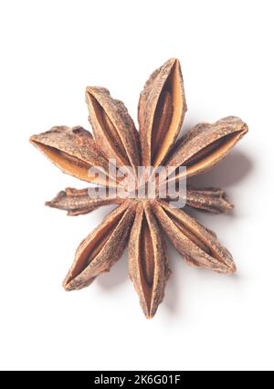 A group of star anises isolated on white background. Dried star anise ...