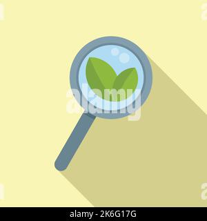 Search gmo plant icon flat vector. Agriculture food. Medicine biology ...