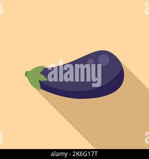 Gmo eggplant icon flat vector. Research test. Biology fruit isolated ...