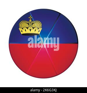 Glass light ball with flag of Liechtenstein. Round sphere, template ...