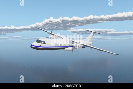 Twin engine turboprop regional airliner isolated on white background ...