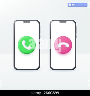 Answer and decline phone call buttons on checked transparent background ...