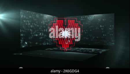 Composition of heart and mathematical equations on black background ...